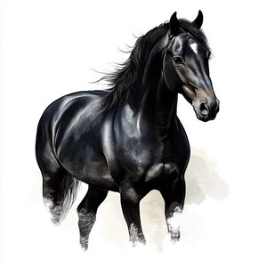 16 Black Horse Clipart, Watercolor Racehorse Animal Clip Art, Printable ...