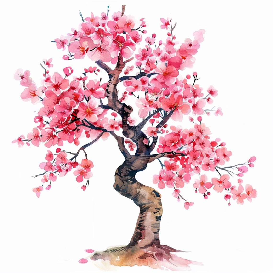 20 Cherry Blossom Tree Clipart, Watercolor Pink Tree Clip Art ...