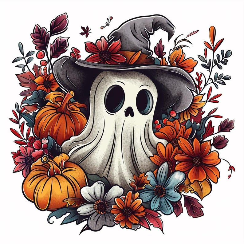 15 Halloween Ghost Clipart, Watercolor Pumpkin Clip Art, Printable High ...