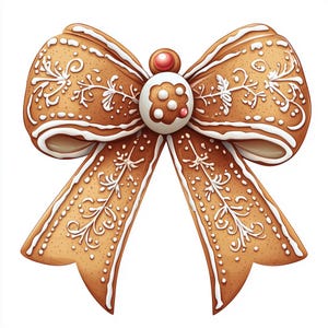 16 Gingerbread Bow Clipart, Watercolor Christmas Decor Clip Art ...