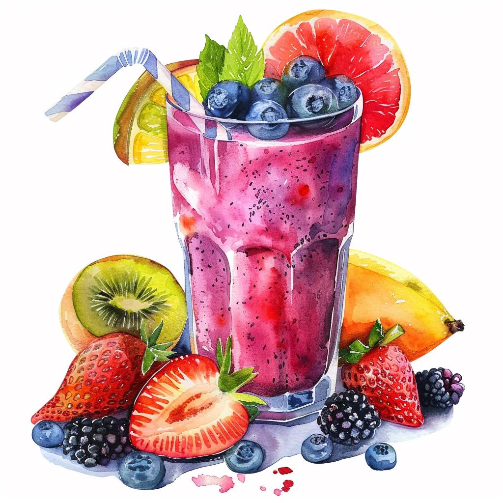 16 Fruit Smoothie Clipart, Watercolor Colorful Drink Clip Art ...