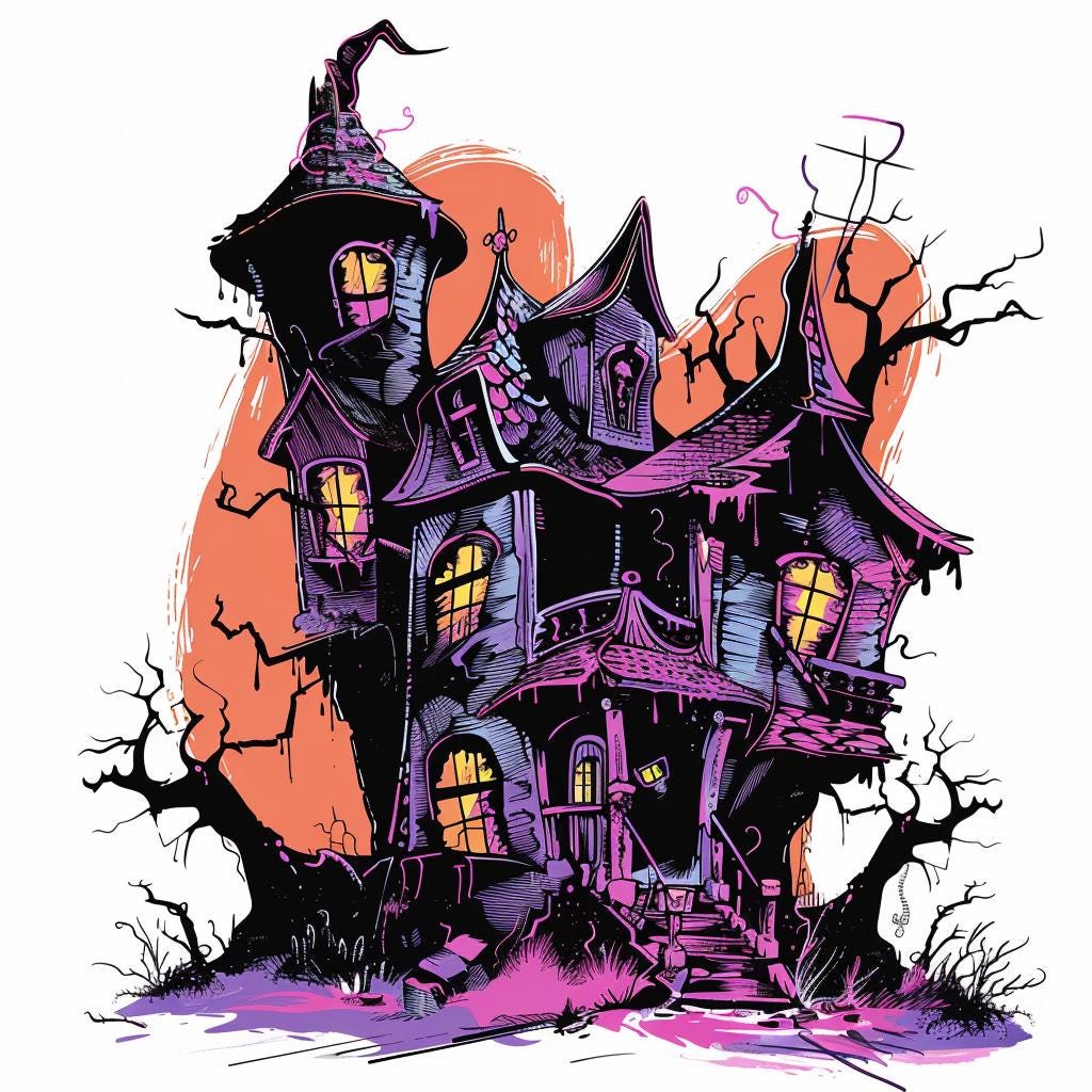 16 Haunted House Clipart, Watercolor Halloween Clip Art, Printable High ...