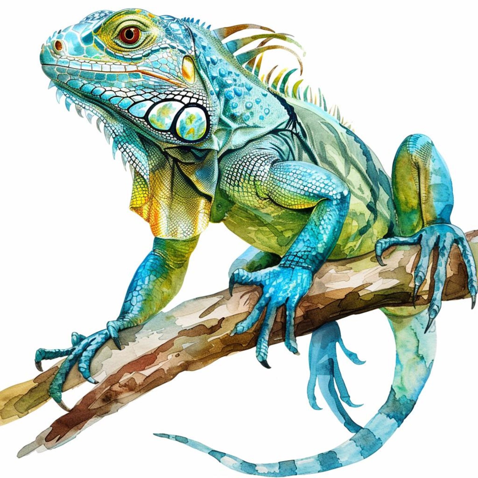 16 Colorful Iguana Clipart, Watercolor Iguana Clip Art, Printable High ...