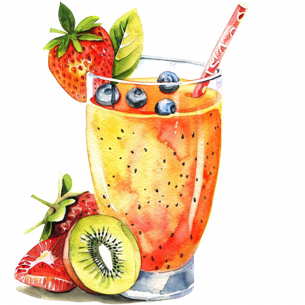 16 Fruit Smoothie Clipart, Watercolor Colorful Drink Clip Art ...