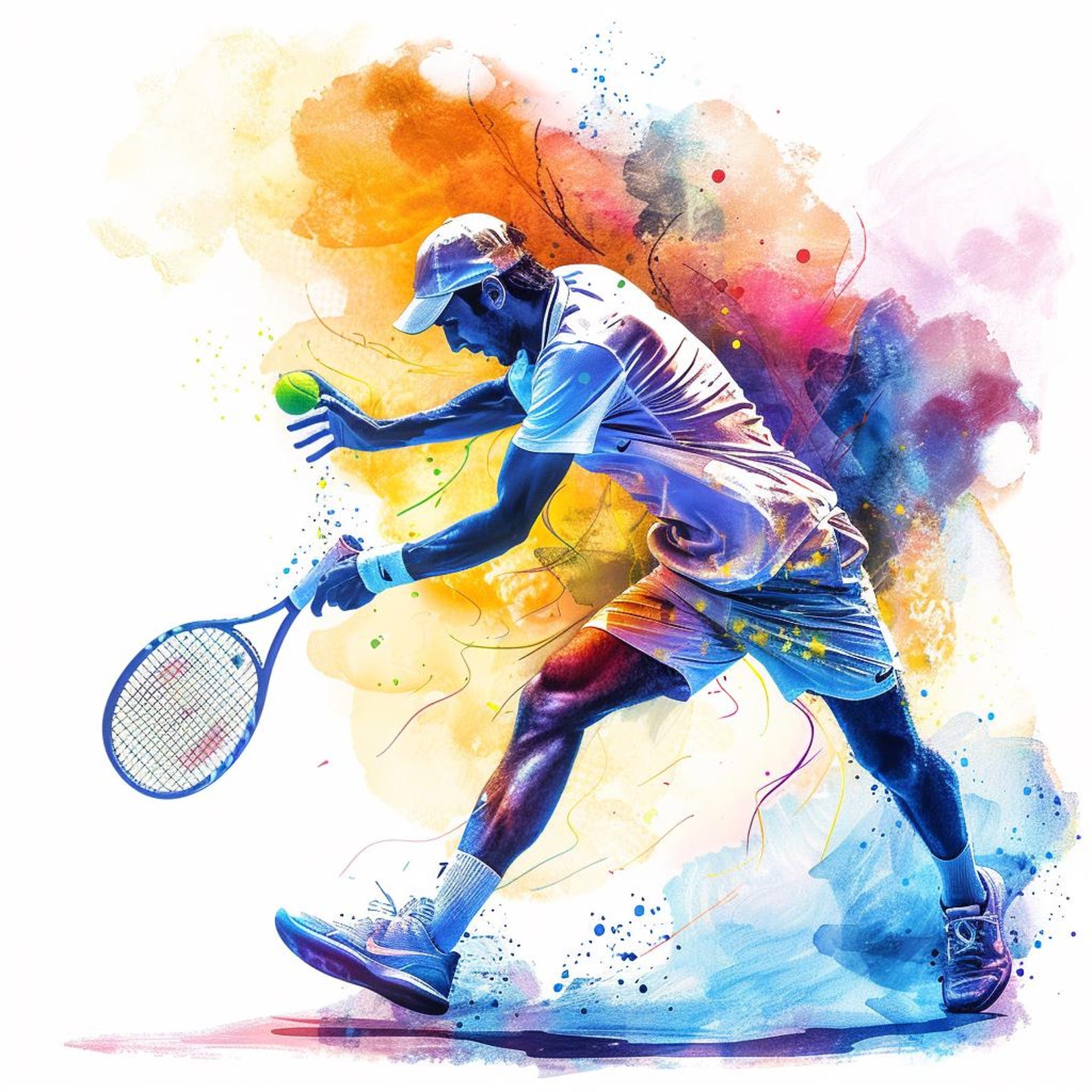20 Tennis Player Clipart, Watercolor Tennis Sport Clip Art, Printable ...