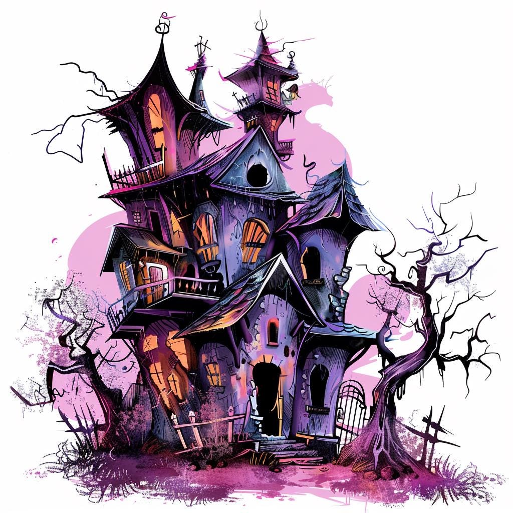 16 Haunted House Clipart, Watercolor Halloween Clip Art, Printable High ...