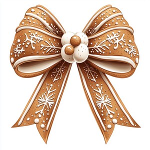 16 Gingerbread Bow Clipart, Watercolor Christmas Decor Clip Art ...