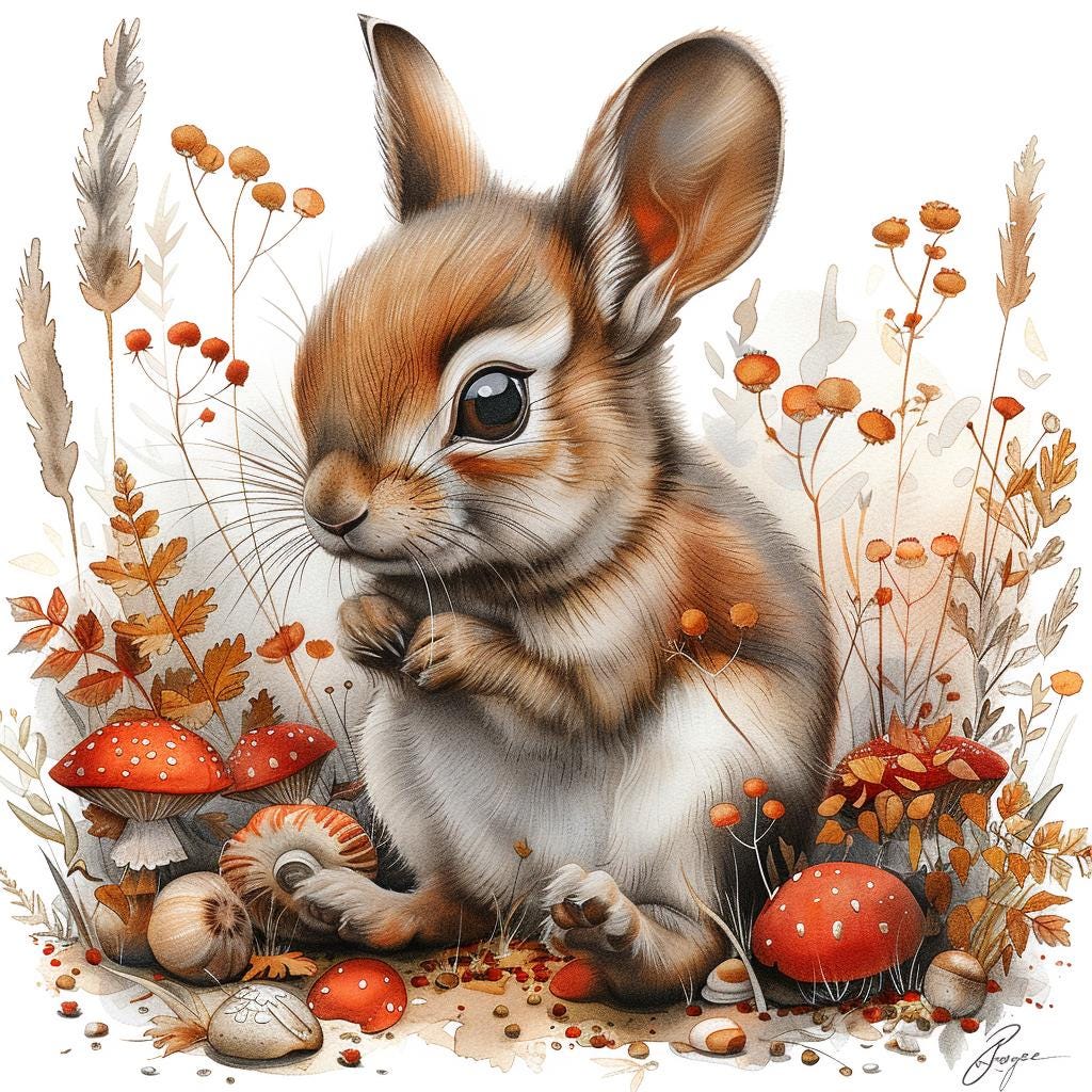 15 Autumn Bunny Clipart, Watercolor Fall Bunny Clip Art, Printable High ...