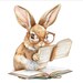 Watercolor Bunny Reading Clipart: Book Lover Art (digital Download) - Etsy