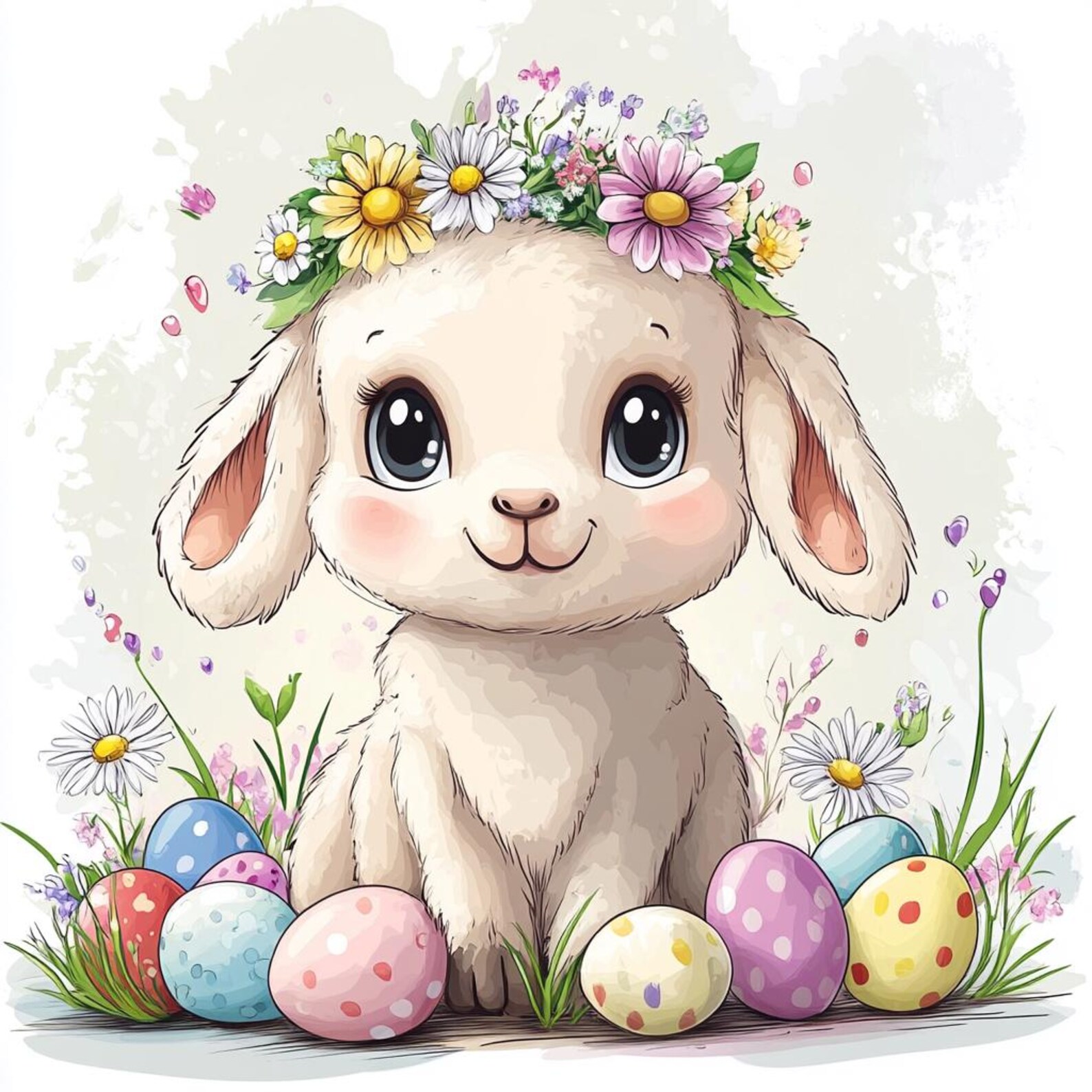 16 Easter Lamb Clipart, Watercolor Lamb in Easter Eggs Clip Art ...