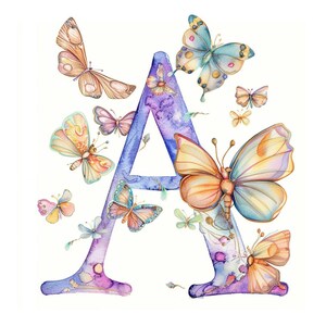 12 Butterfly Letter 'A' Clipart, Watercolor Alphabet Clip Art ...