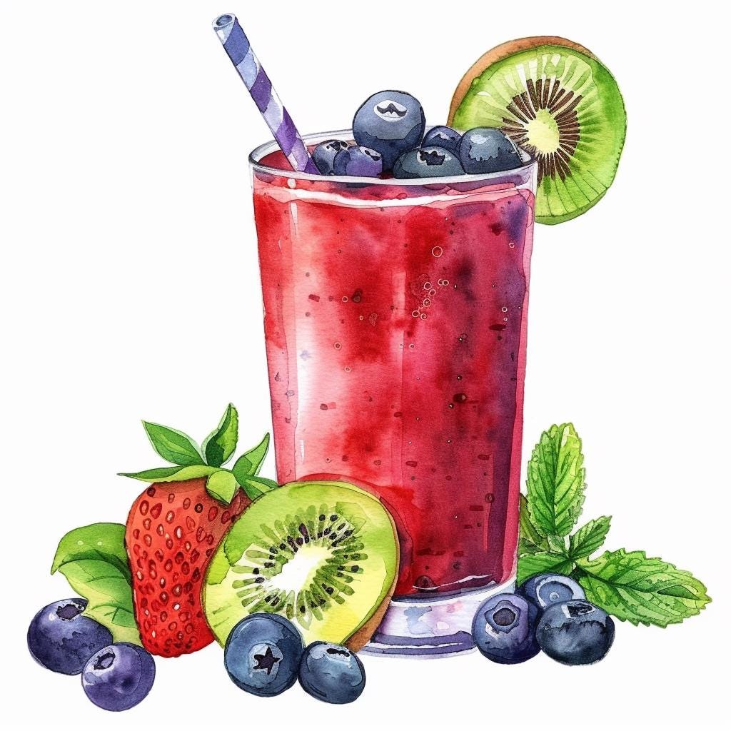 16 Fruit Smoothie Clipart, Watercolor Colorful Drink Clip Art ...