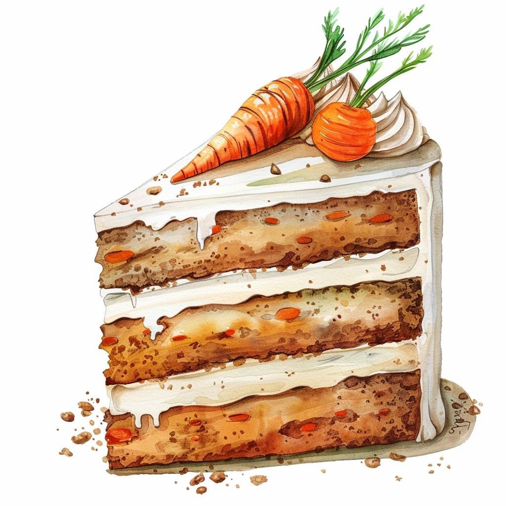 16 Carrot Cake Clipart, Watercolor Food Clip Art, Printable High ...