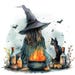 16 Halloween Witch Clipart, Watercolor Flaming Cauldron Clip Art ...