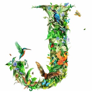 12 Jungle Letter 'J' Clipart, Watercolor Alphabet Clip Art, Printable ...