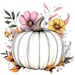 16 Delicate Floral Pumpkin Clipart, Watercolor Autumn Clip Art ...
