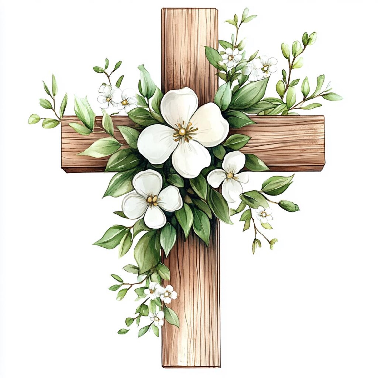 16 Easter Christian Cross Clipart, Watercolor Boxwood Cross Clip Art ...