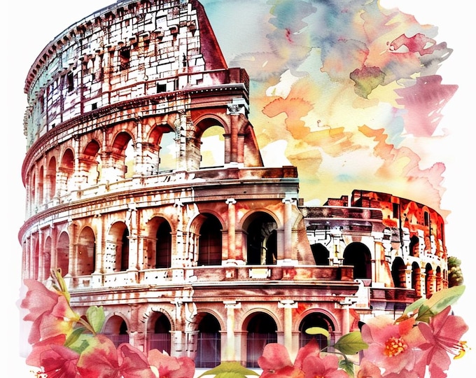 JPG Shabby Chic Colosseum Clipart Bundle JPEG Italy Clipart Commercial ...