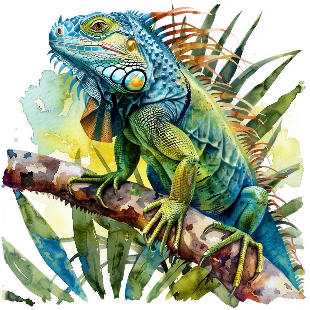 16 Colorful Iguana Clipart, Watercolor Iguana Clip Art, Printable High ...