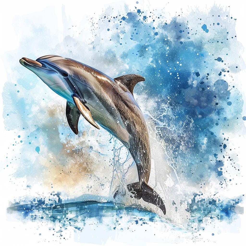 16 Dolphin Clipart, Watercolor Sea Animal Clip Art, Printable High ...