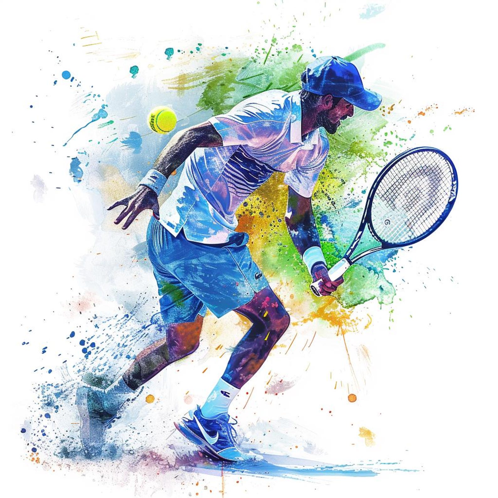 20 Tennis Player Clipart, Watercolor Tennis Sport Clip Art, Printable ...