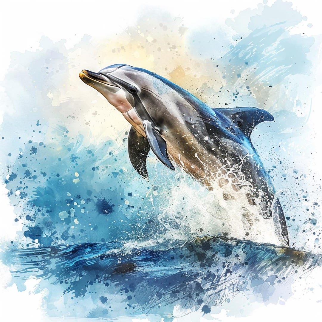 16 Dolphin Clipart, Watercolor Sea Animal Clip Art, Printable High ...