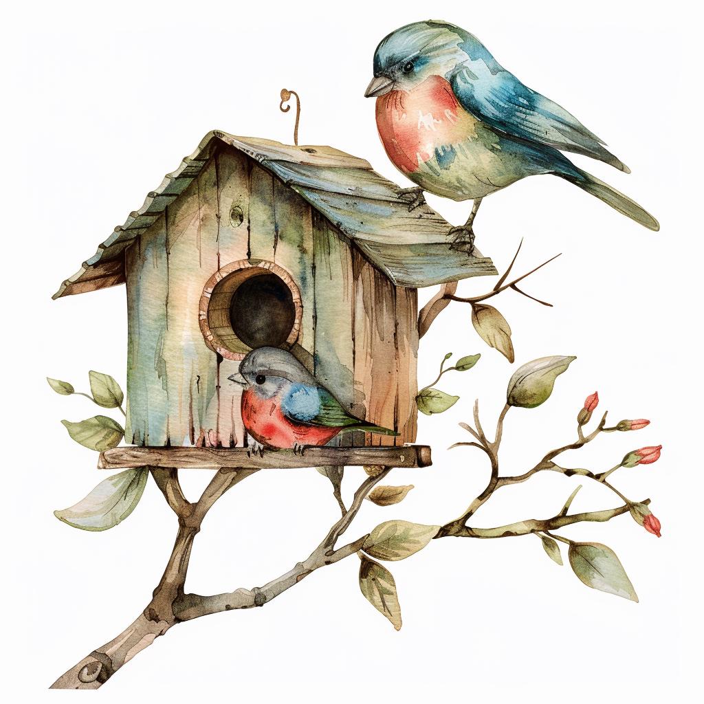 16 Birdhouse Clipart, Watercolor Bird House Clip Art, Printable High ...