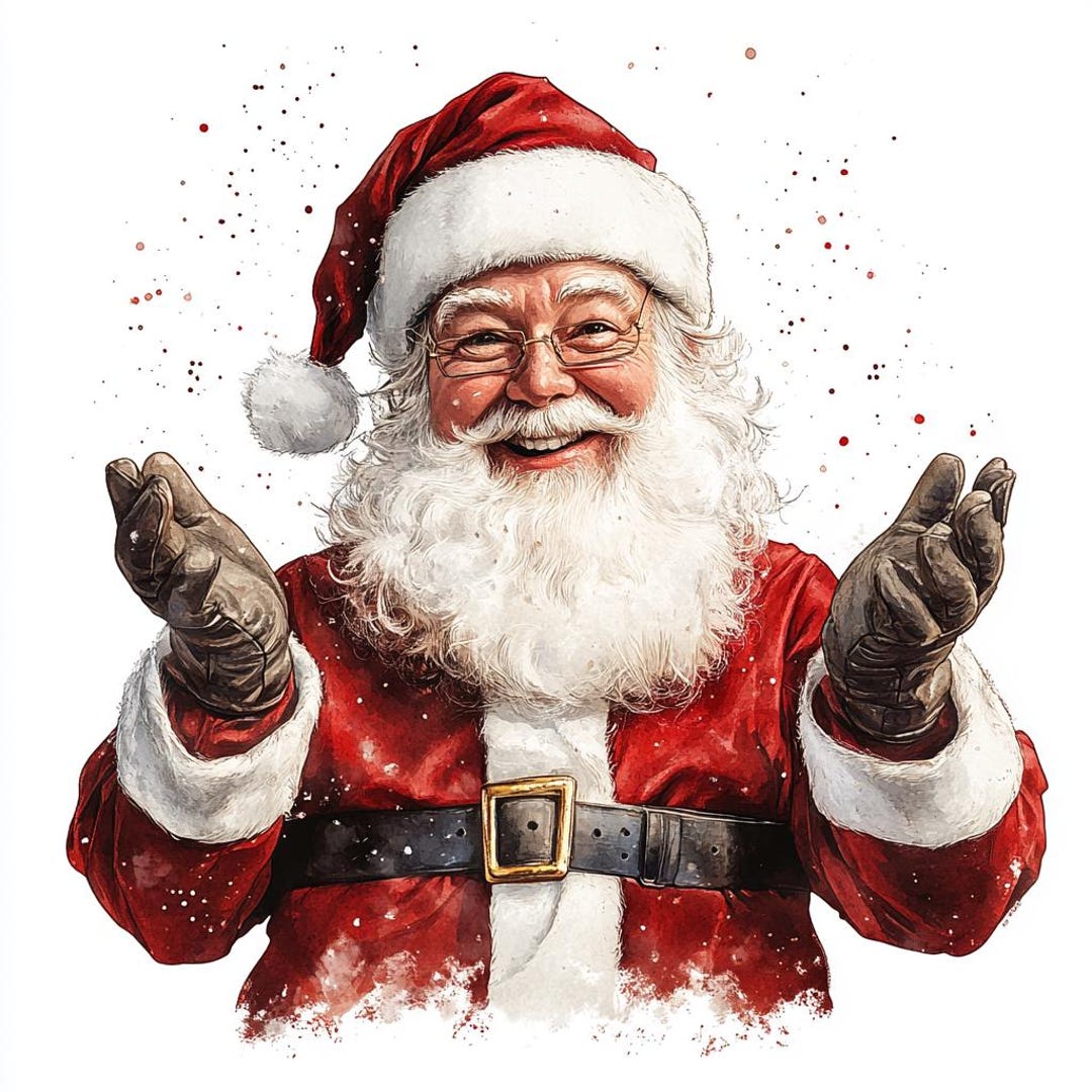 16 Santa Claus Clipart, Watercolor Christmas Clip Art, Printable High ...