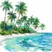 15 Paradise Beach Clipart, Watercolor Tropical Beach Clip Art ...