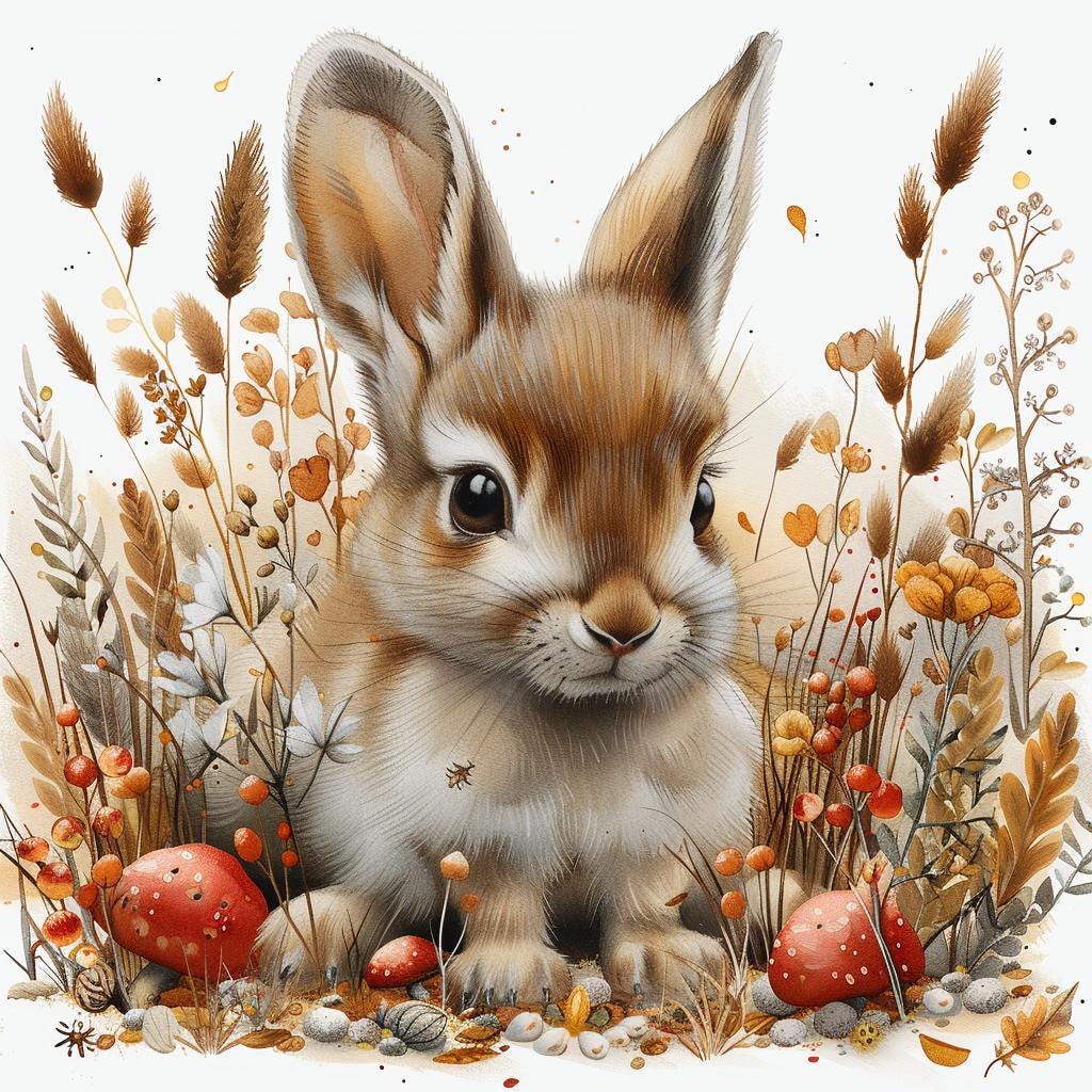 15 Autumn Bunny Clipart, Watercolor Fall Bunny Clip Art, Printable High ...