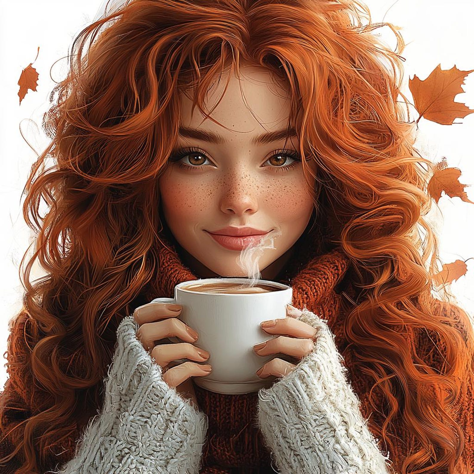 15 Red Hair Woman Clipart, Watercolor Autumn Portrait Clip Art ...