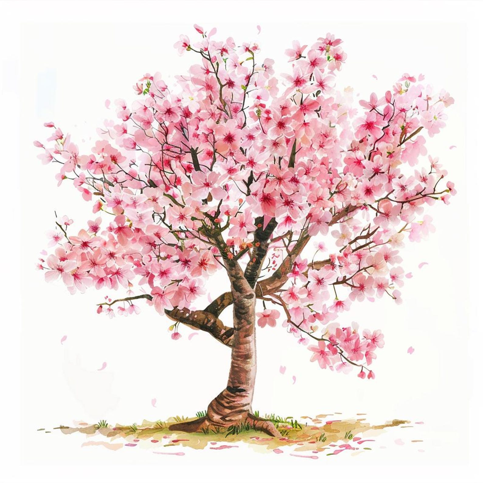 20 Cherry Blossom Tree Clipart, Watercolor Pink Tree Clip Art ...