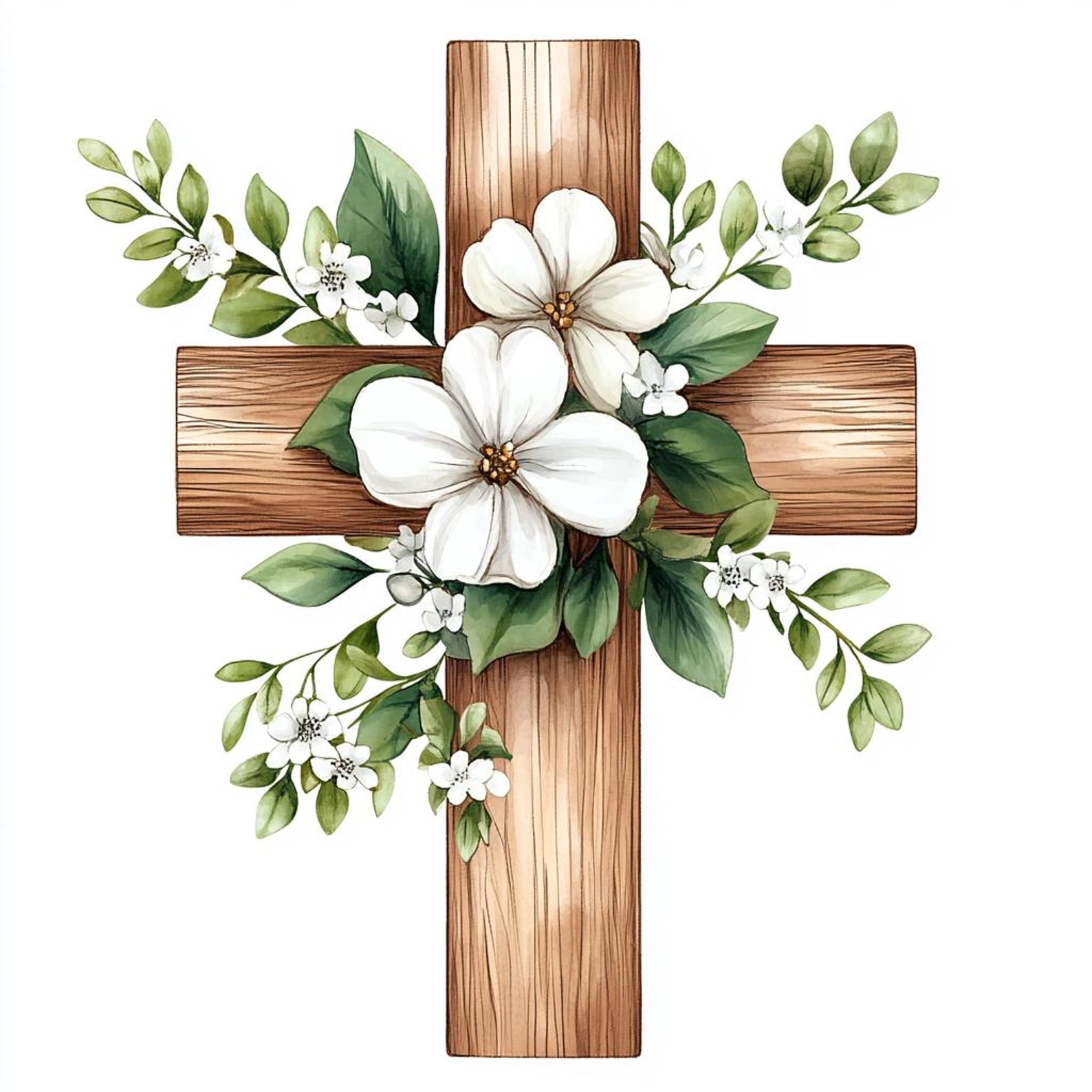 16 Easter Christian Cross Clipart, Watercolor Boxwood Cross Clip Art ...