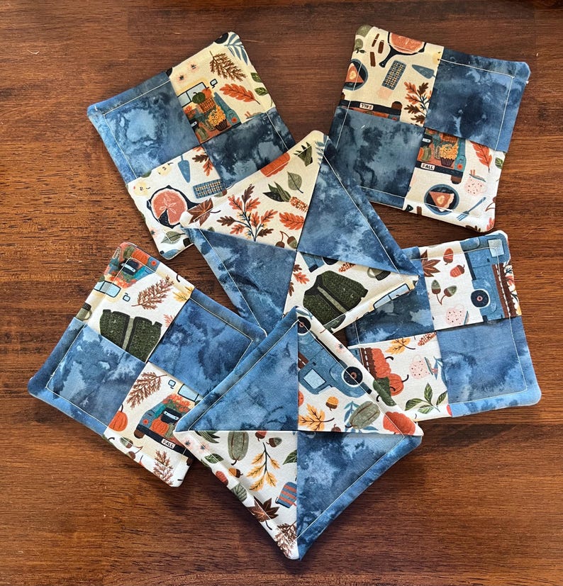 Fall Fabric Coasters Set of 6 - Etsy