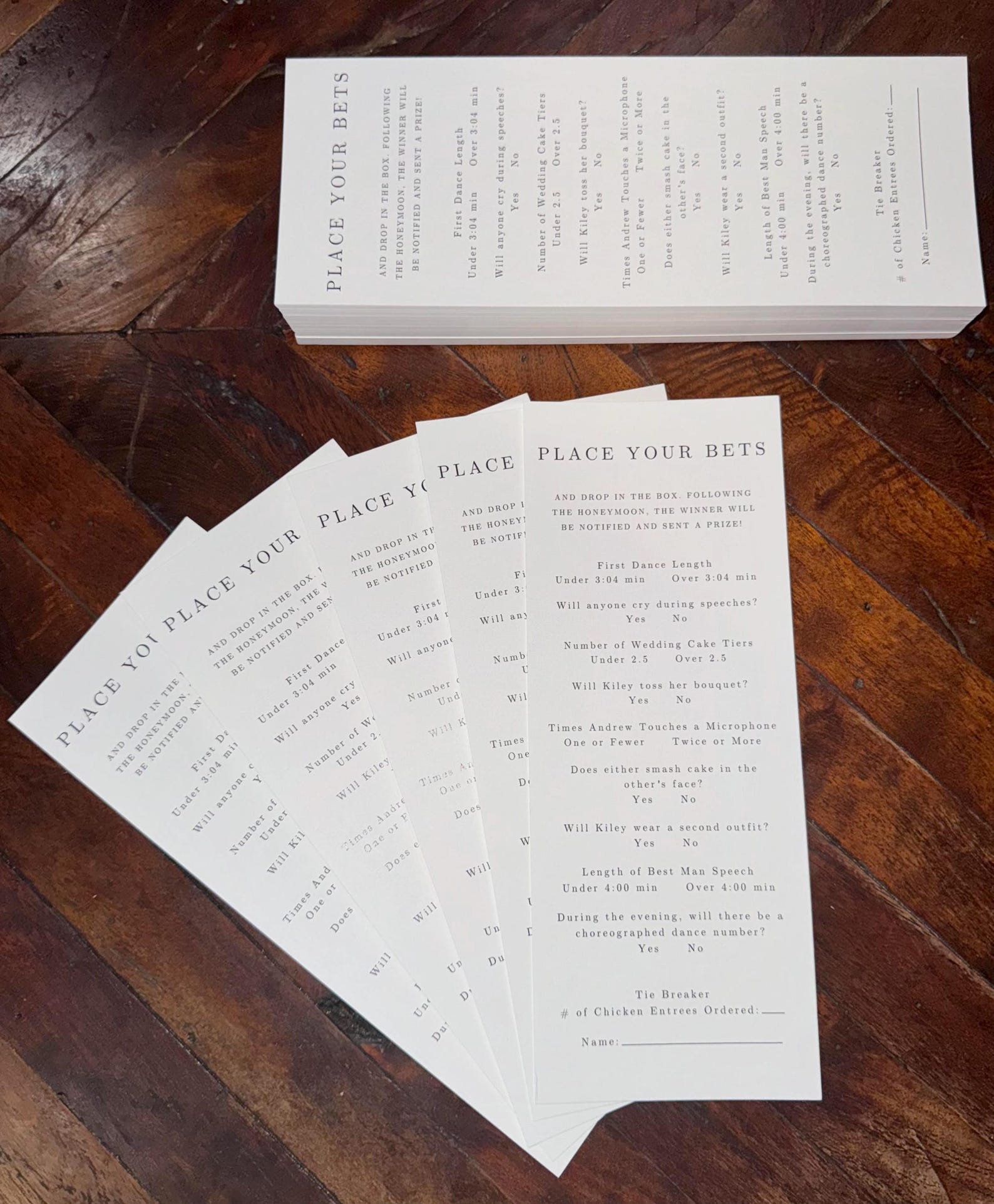 Traditional Place Your Bets Card Digital File (2 per Page) - Custom ...