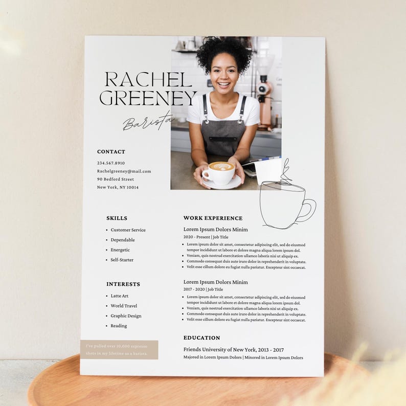 Editable Barista Resume Template | Customizable Resume for Any Job ...