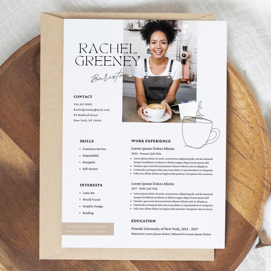 Editable Barista Resume Template | Customizable Resume for Any Job ...
