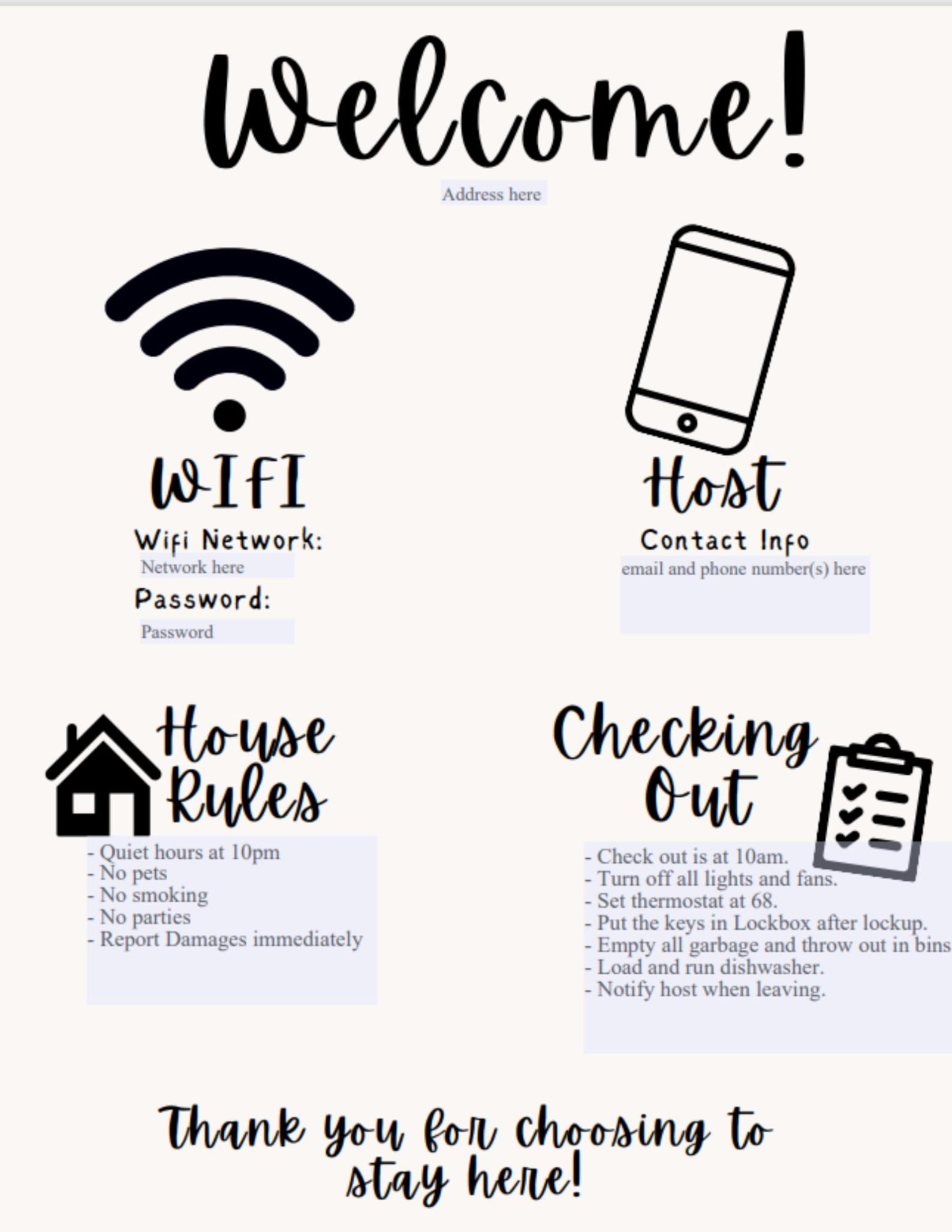 Airbnb Welcome Host Sign Editable - Etsy