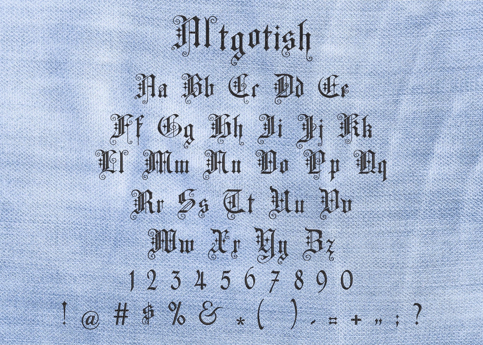 Gothic Machine Embroidery Font EMB – Satin Stitch Blackletter Script ...