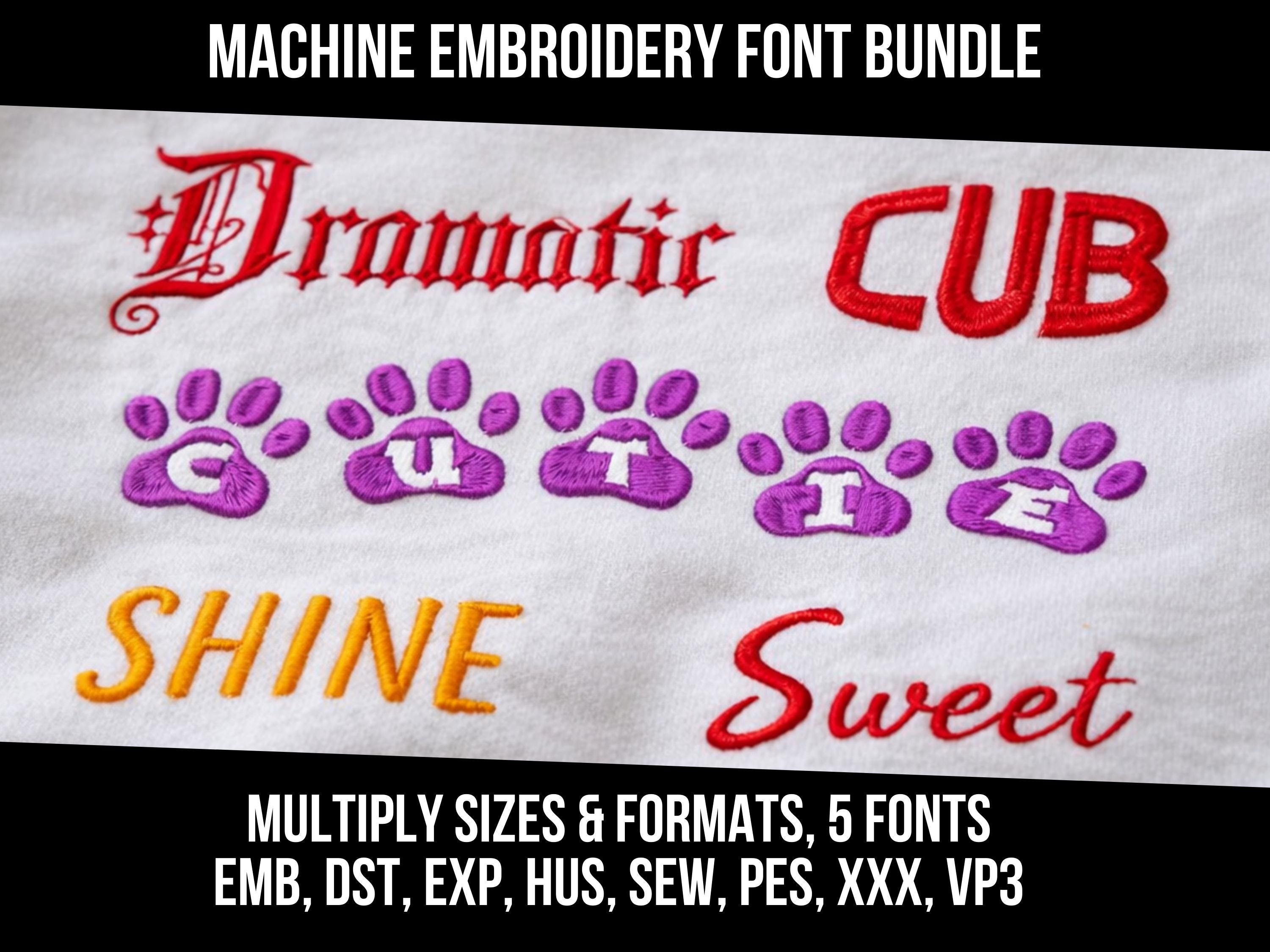 Machine Embroidery Font Bundle, 5 Fonts, Multiple Sizes & Formats - Etsy