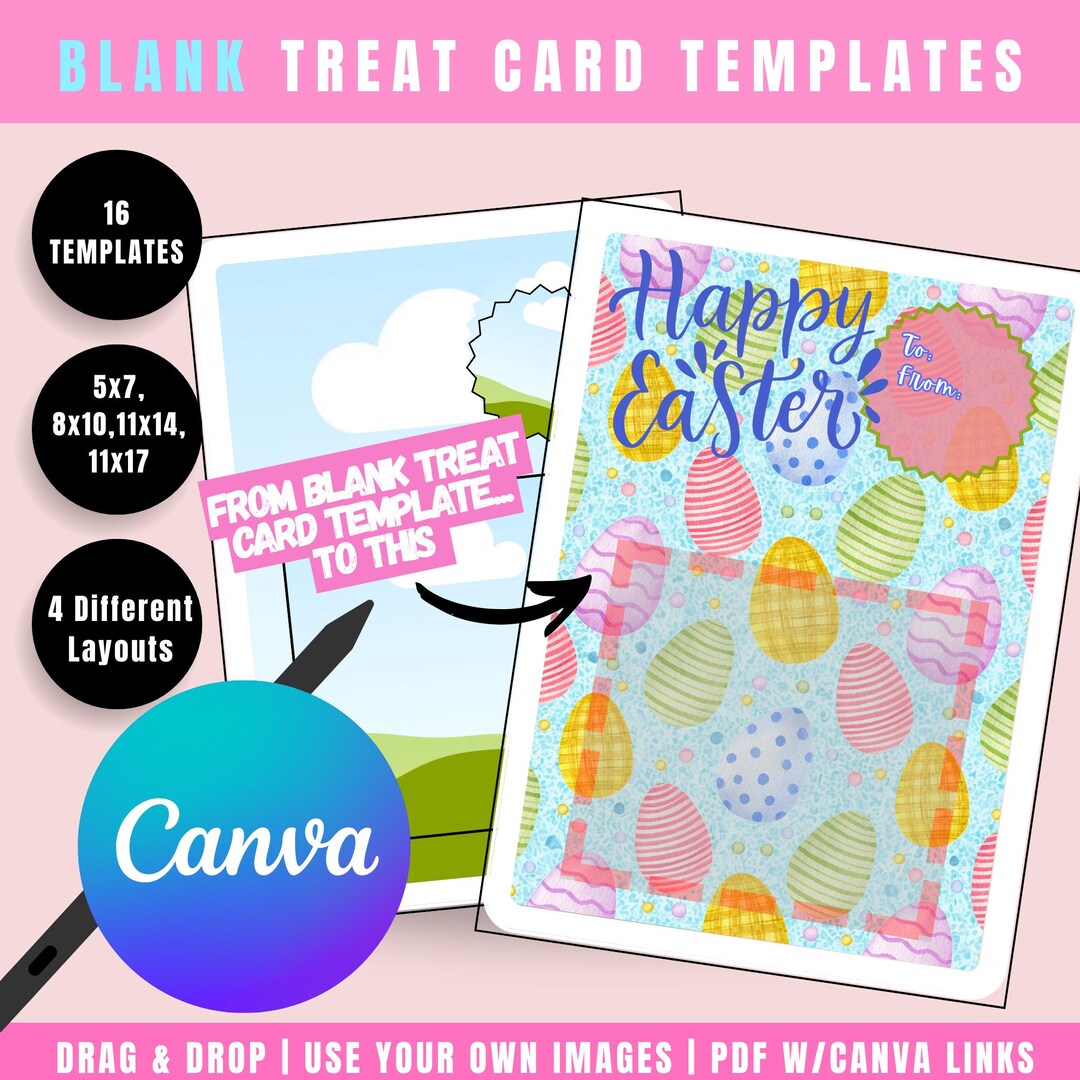 Blank Treat Card Templates | 4 Sizes | 4 Layouts | Editable in Canva - Etsy