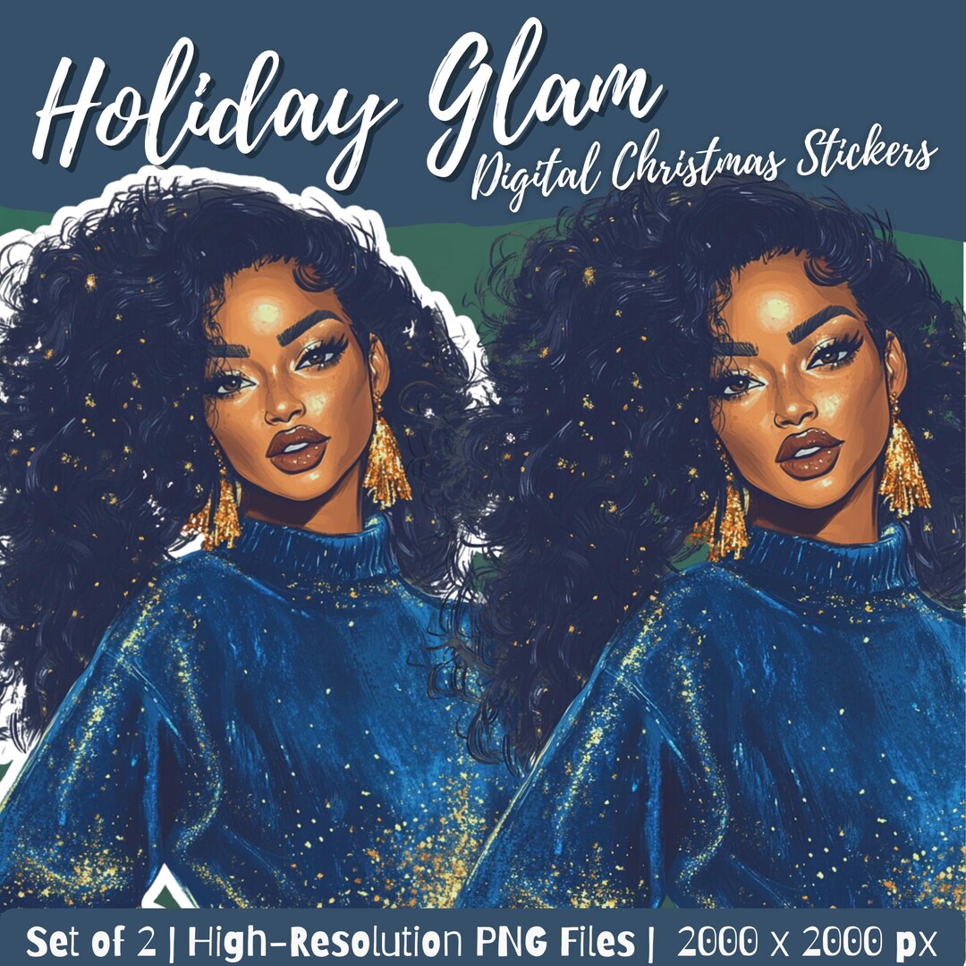 Holiday Glam Winter Sticker | Set of 2 | High-resolution PNG Files ...