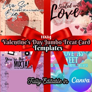 Editable Valentine's Day Jumbo Treat Card Templates 8 Canva Designs ...