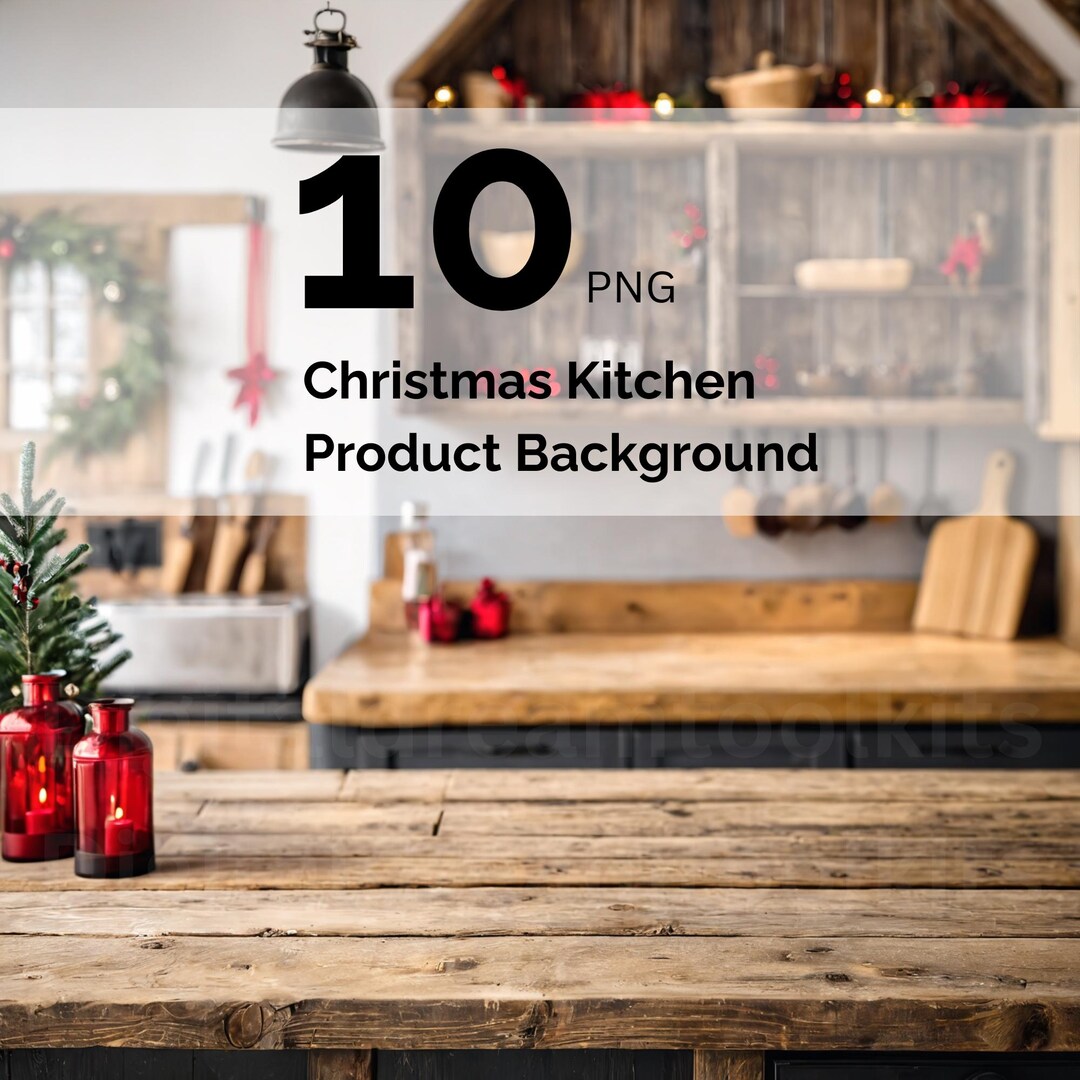 10 Christmas Kitchen Counter Product Background, Table Top Mockup ...