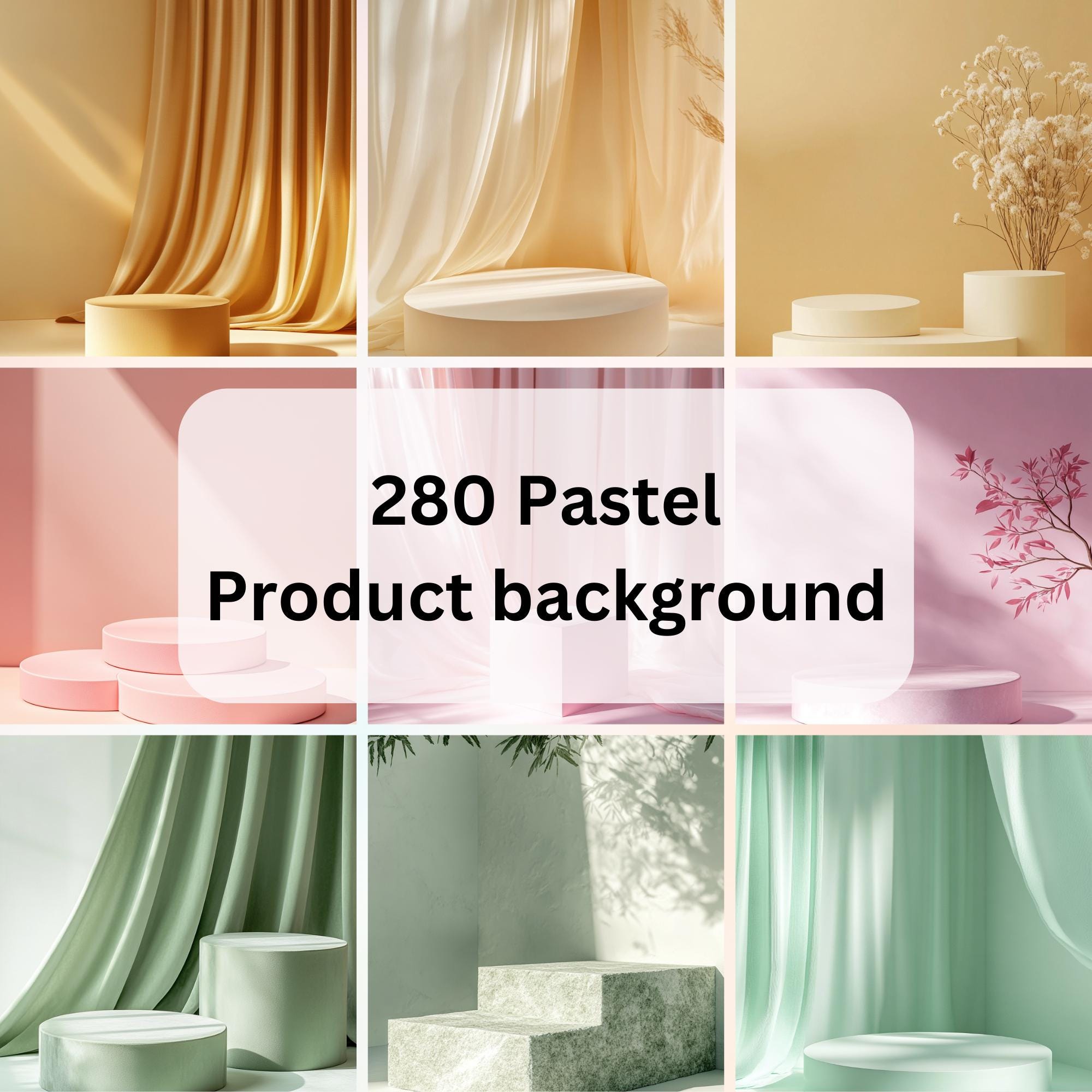 Pastel Product Background, Pastel Aesthetic Digital Background, Digital ...
