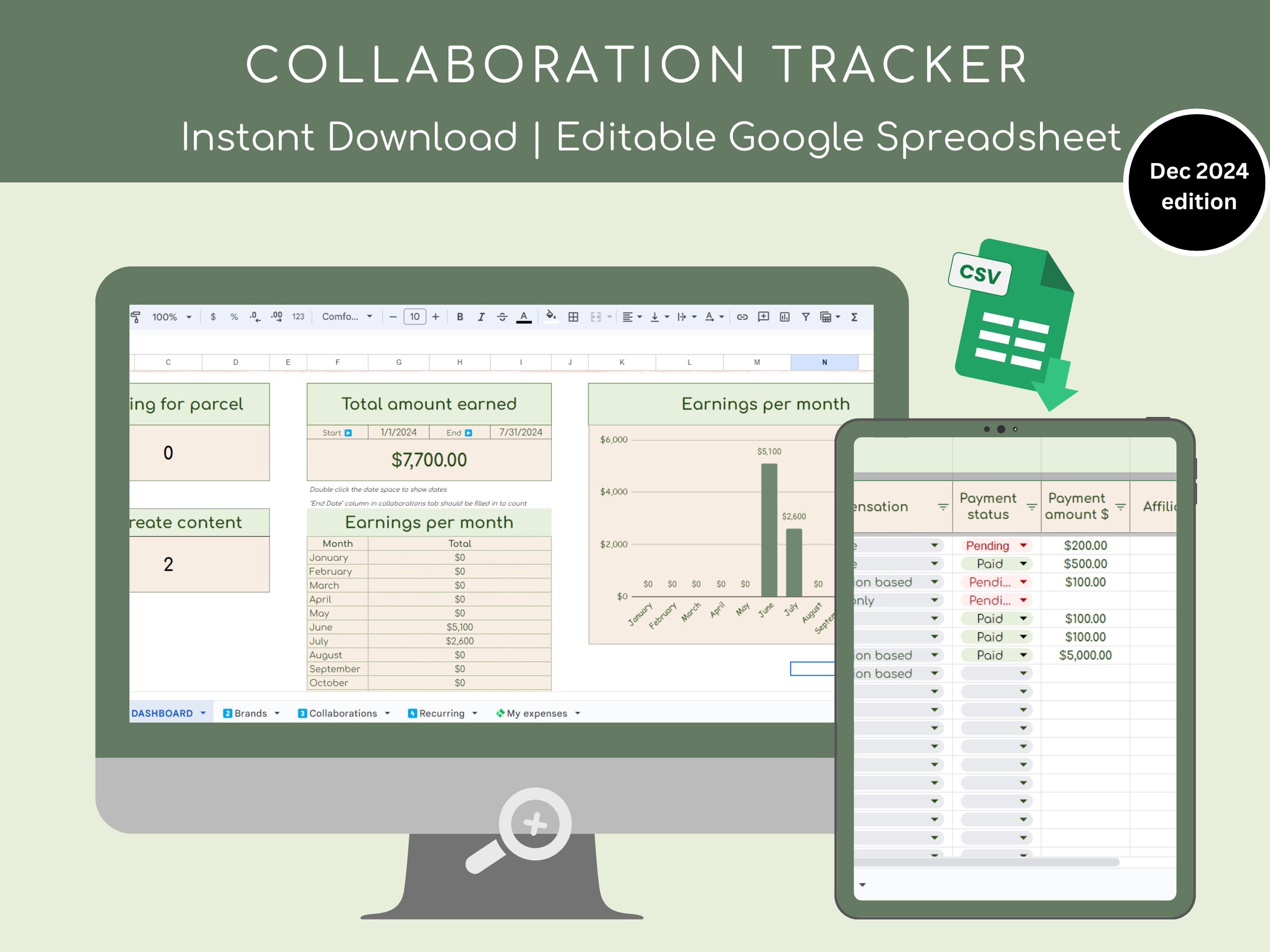 Influencer Collab Google Sheet Tracker, Spreadsheet Tracker for UGC ...