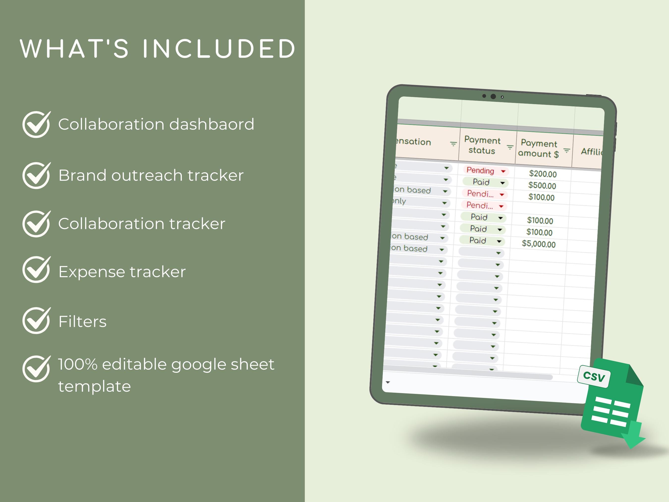 Social Media Influencer Collaboration Tracker, Content Creator, Google ...