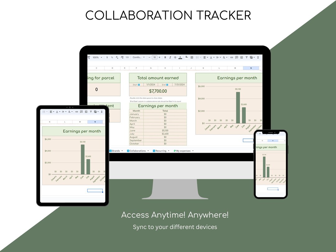 Content Creator Collab Tracker, Influencer Collab Google Sheet Tracker ...