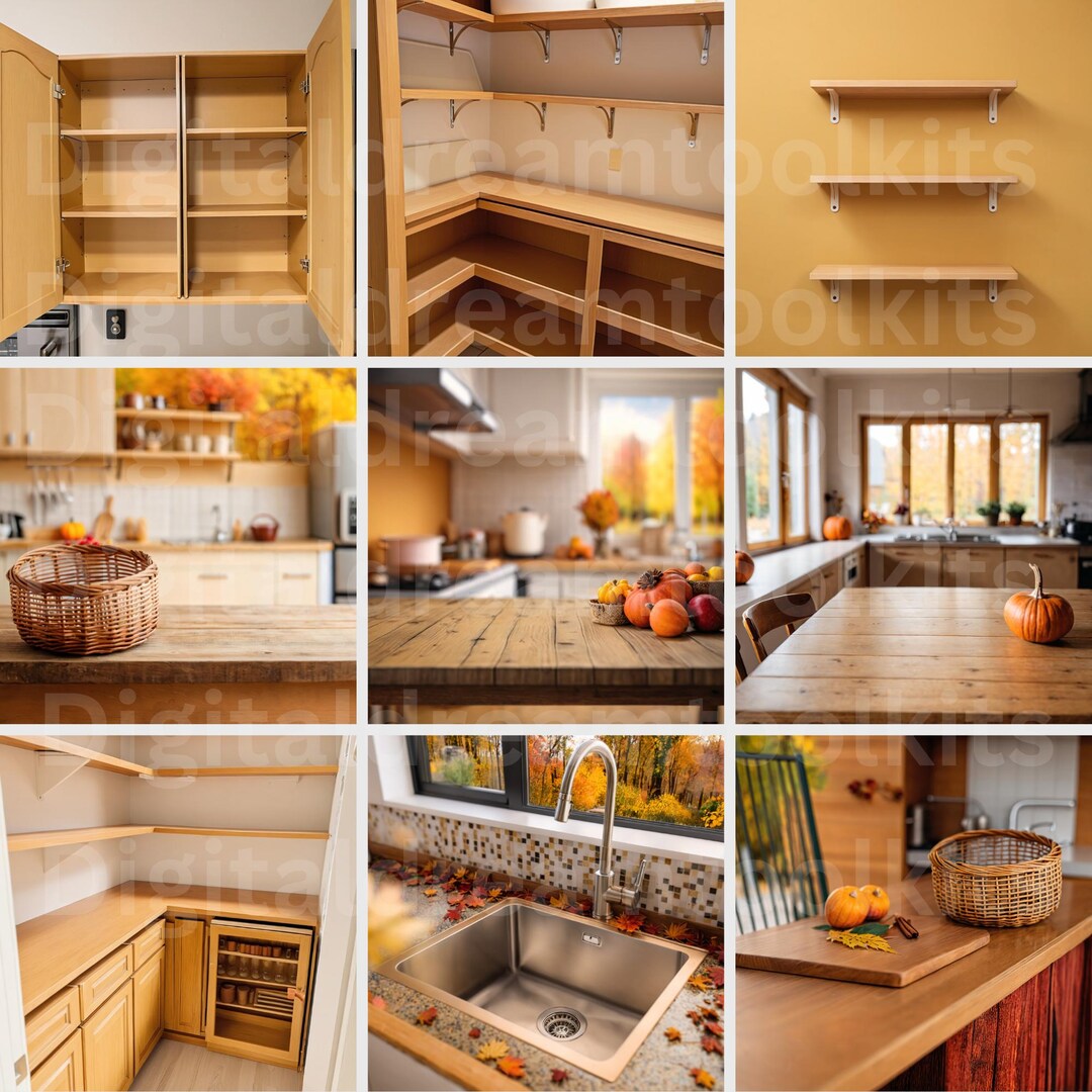 21 Autumn Kitchen Product Background, Digital Backdrop, Stock Photo ...
