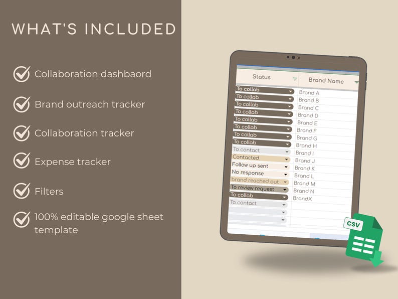 Influencer Collab Google Sheet Tracker, Spreadsheet Tracker for UGC ...